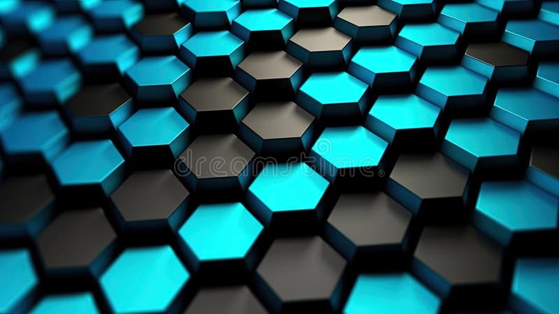 Abstract of Digital Cyan and Black Hexagon Pattern Background Stock ...