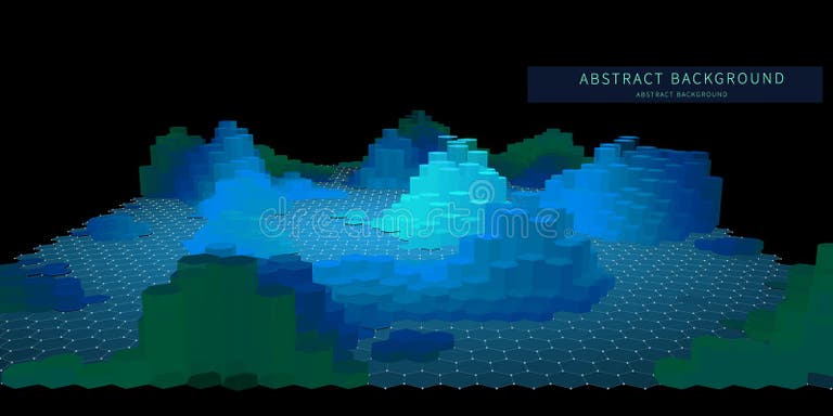Abstract Digital 3D Graph. Hexagonal Growth Columns and Abstract ...