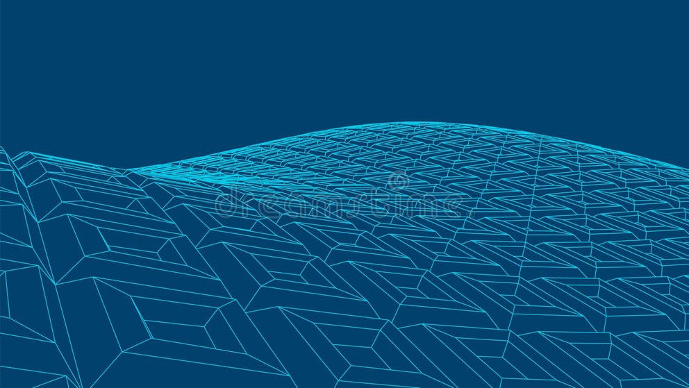 Abstract Digital 3D Surface with Geometric Grid Landscape and 3D Square ...