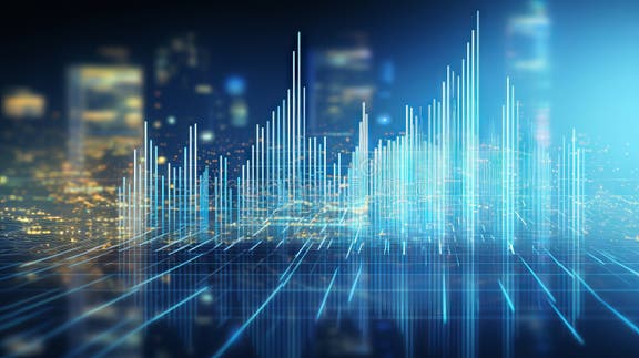 Abstract Digital Data Analysis Background with Glowing Data Bars ...