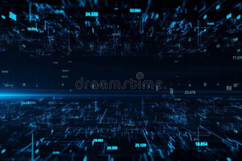 Abstract Digital Data Background With Glowing Binary Code Matrix