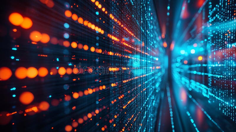 Abstract Digital Data with Blue and Red Glowing Lights Stock Photo ...