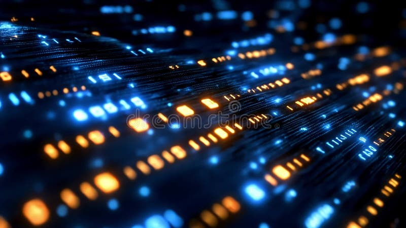 Abstract Digital Data Flow Glowing Binary Code Futuristic Tech
