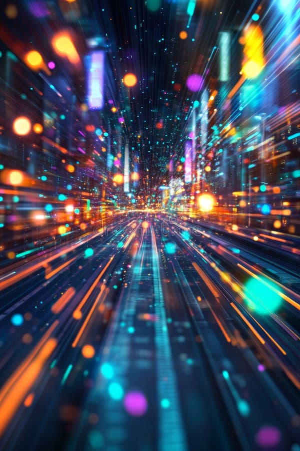 Abstract Digital Data Flow on Road, Agile Digital Transformation and ...