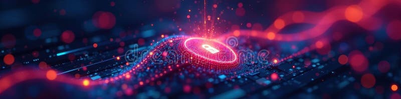 Abstract Digital Data Flow with Security Shield Cyber Audit Graphic ...