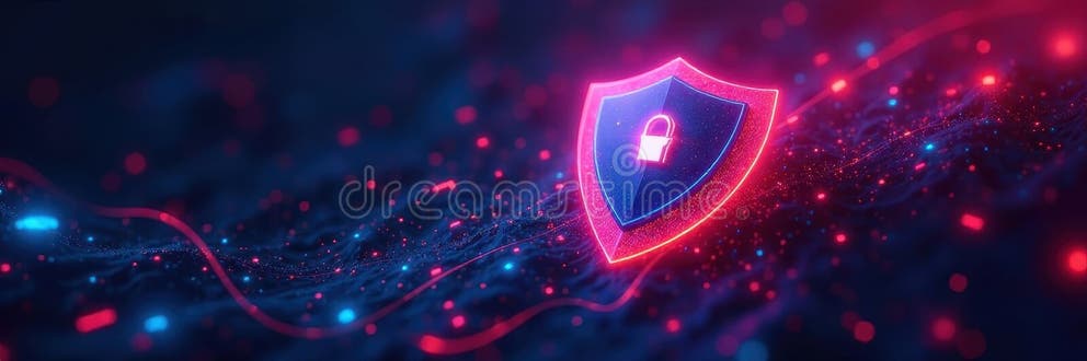 Abstract Digital Data Flow with Security Shield, Flow, Futuristic Stock ...