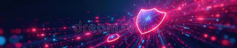 Abstract Digital Data Flow with Shield Graphic, Safety, Internet Safety ...