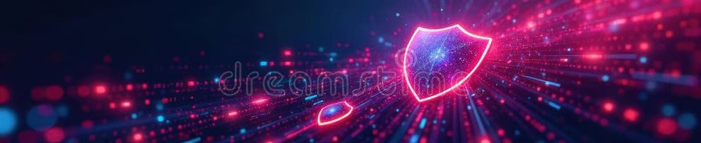 Abstract Digital Data Flow with Shield Graphic, Safety, Internet Safety Stock Illustration ...