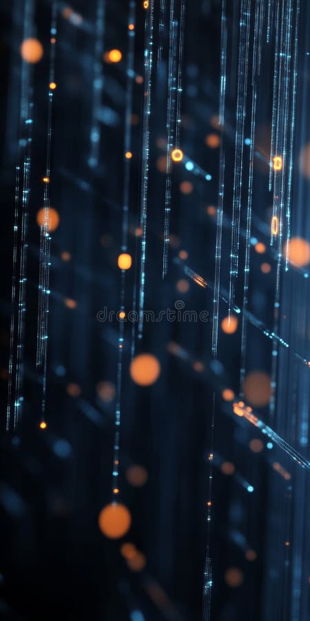 Abstract Digital Data Flow with Silhouetted Lines on a Dark Background ...