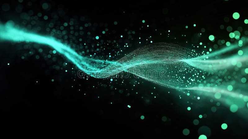 Abstract Digital Data Flow with Teal Lines, Particles. Dynamic Pattern ...