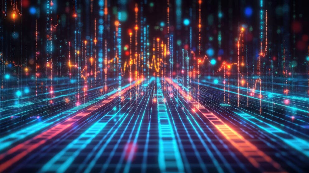 Abstract Digital Data Flow Visualization Stock Illustration ...