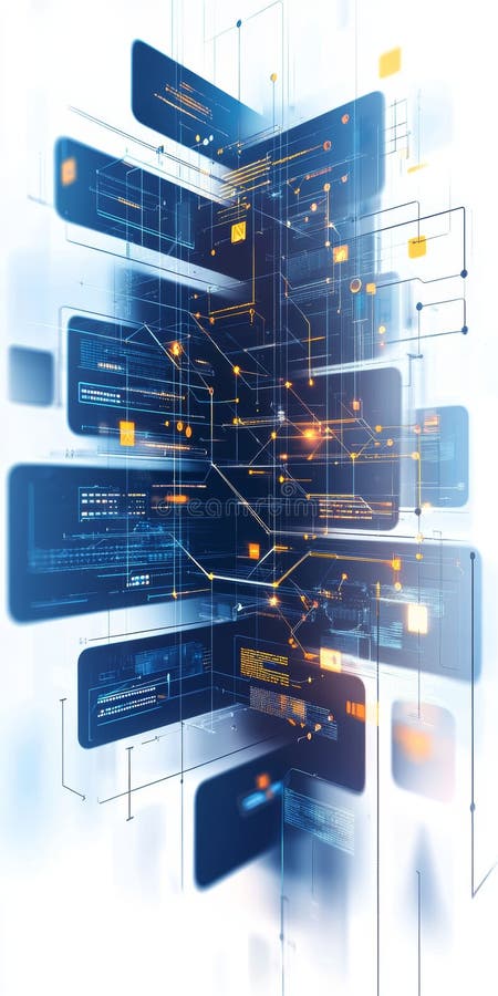Abstract Digital Data Flow Visualization with Lines and Boxes in a ...