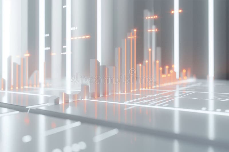 Abstract Digital Data Landscape with Illuminated Graphs Futuristic ...