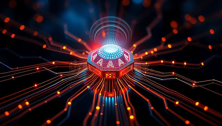 Abstract Digital Data Network Hexagon Core Stock Illustration ...