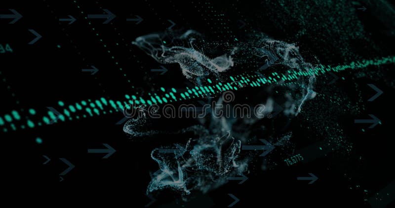 Abstract Digital Data and Numbers Image Over Dark Background with ...