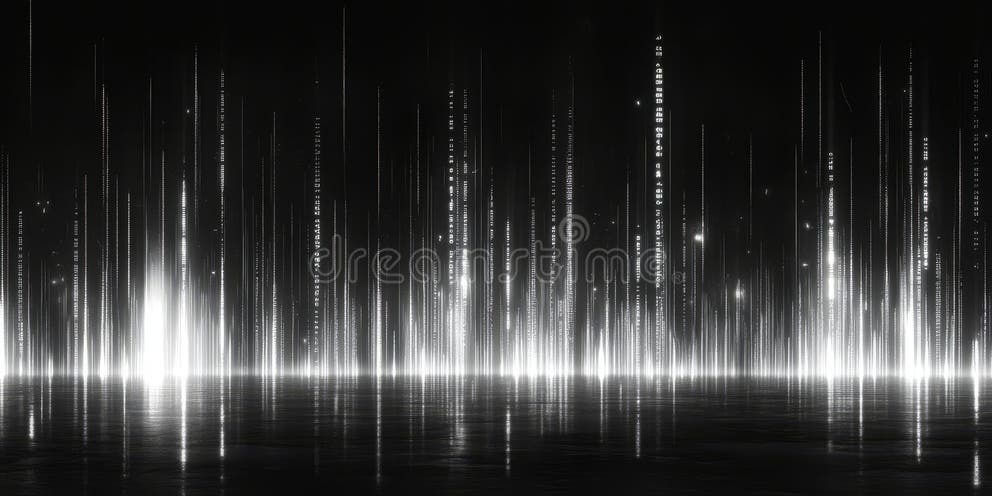 Abstract Digital Data Stream, Binary Code Flowing Lines, Big Data Transfer, Technology ...