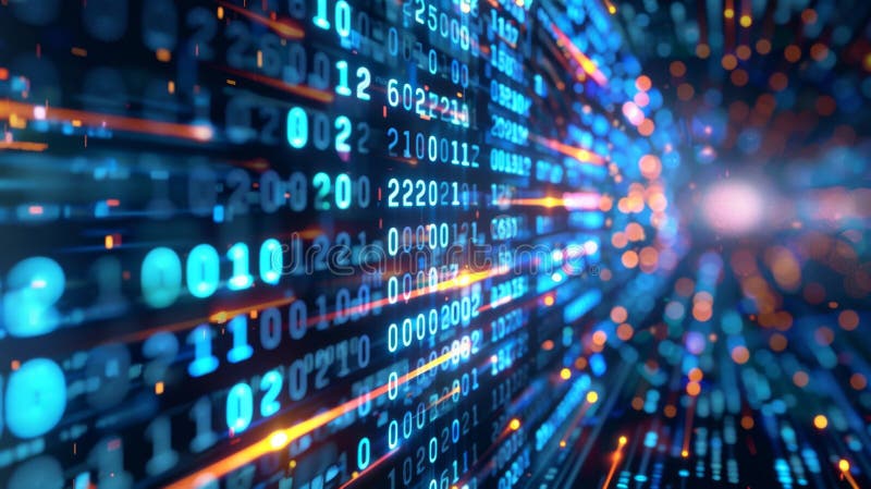 Abstract Digital Data Stream With Binary Code Generative Ai Stock