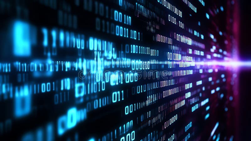 Abstract Digital Data Stream with Binary Code and Glowing Light Effects ... Abstract Digital Data Stream with Binary Code and Glowing Light Effects ...