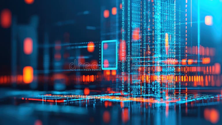 Abstract Digital Data Stream Binary Code Technology Background Futuristic Network Cyber Security ...