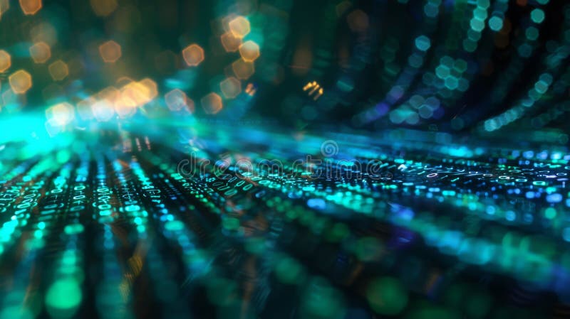 Abstract Digital Data Stream with Bokeh Effect, Generative AI Stock Photo - Image of tech ...