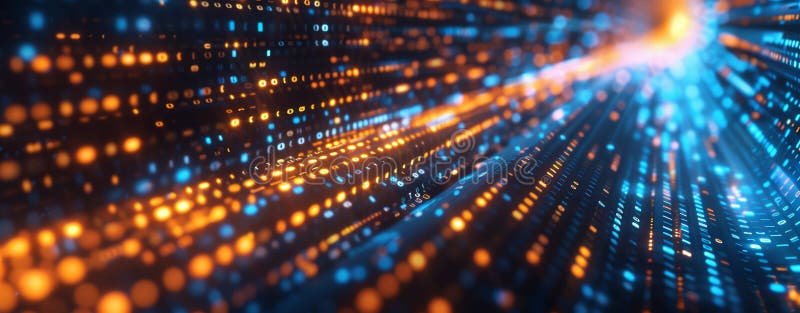 Futuristic Digital Data Stream Binary Code Glowing Orange Lights Generative Ai Stock Photos ...