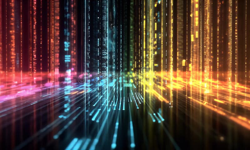 Abstract Digital Data Stream Glowing Lines and Particles Flow ... Abstract Digital Data Stream Glowing Lines and Particles Flow ...