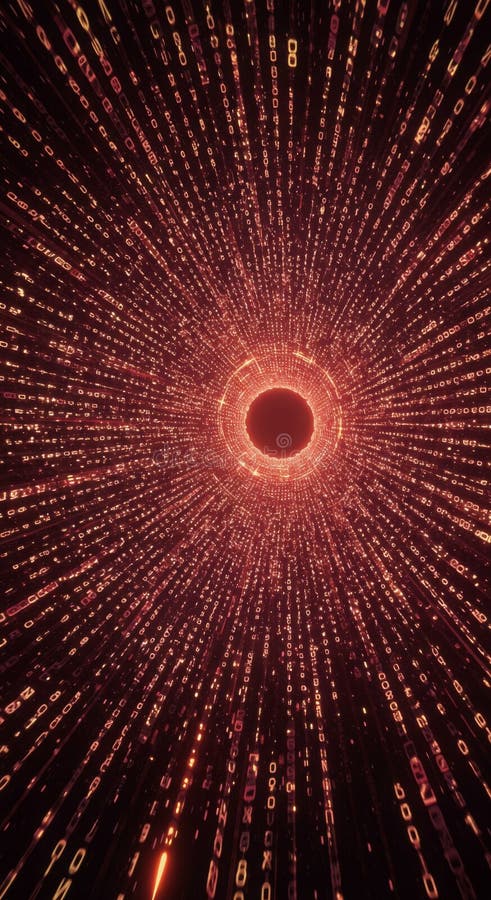 Abstract Digital Data Stream Tunnel with Red and Orange Glow Stock ...