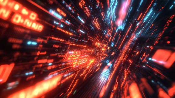 Abstract Digital Data Stream Tunnel Visualization Stock Photo - Image ...