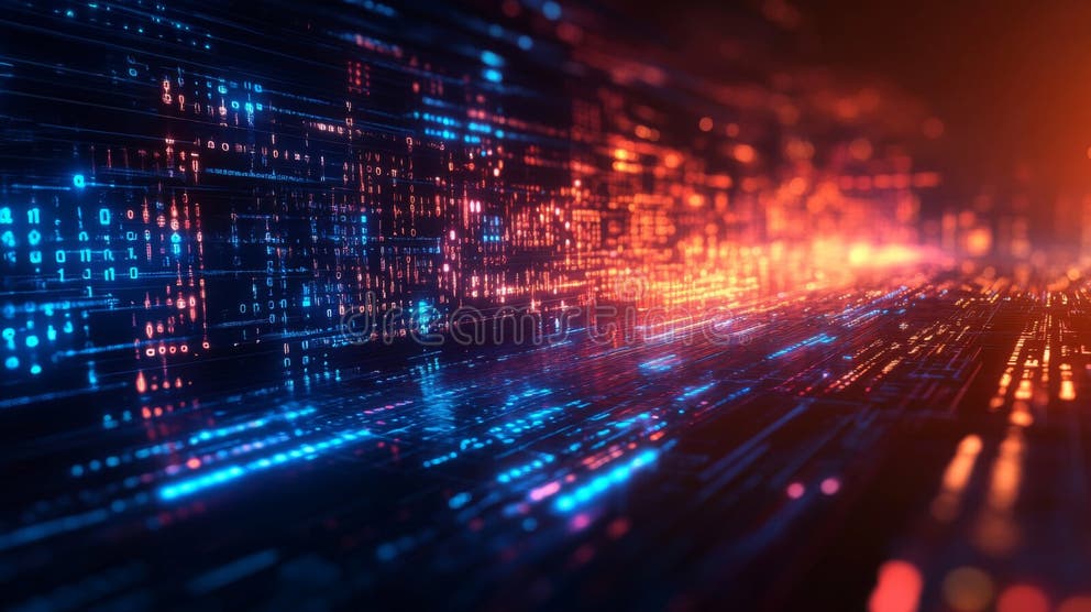 Abstract Digital Data Stream Visualization Stock Illustration ...