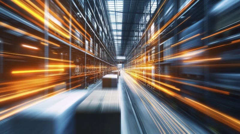 Abstract Digital Data Stream Visualization with Orange and Blue Light ...