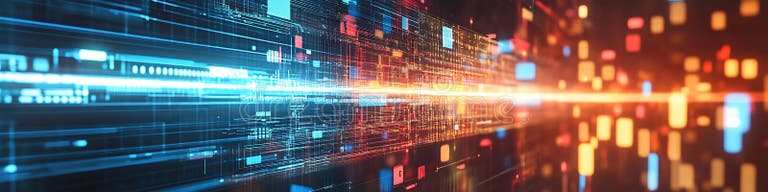 Abstract Digital Data Stream Visualization Showing Complex Network ...