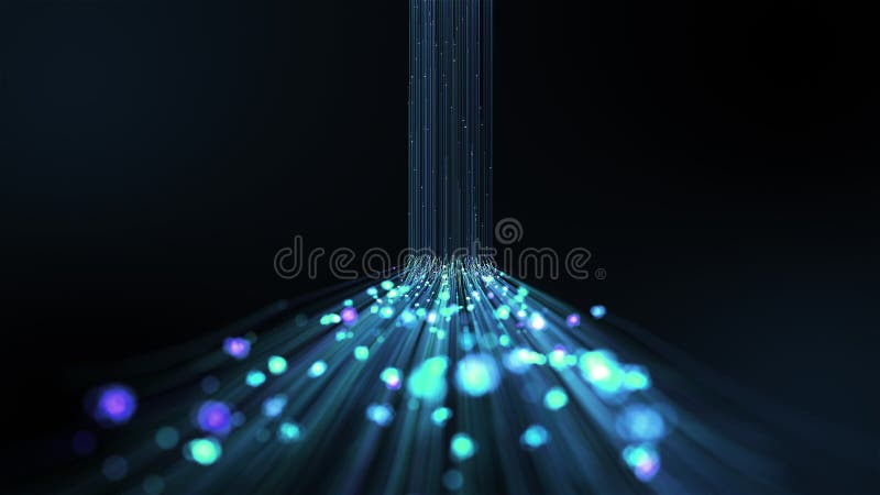 Abstract Digital Data Transfer with Colorful Vertical Lines. 3D ...