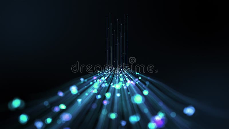 Abstract Digital Data Transfer with Colorful Vertical Lines. 3D ...
