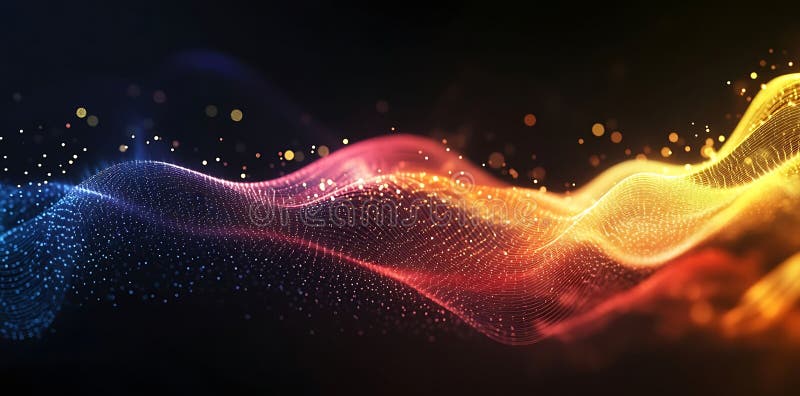 Abstract Digital Data Transfer with Glowing Light Waves and Connecting ...