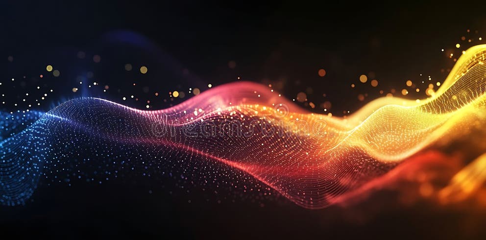 Abstract Digital Data Transfer with Glowing Light Waves and Connecting ...