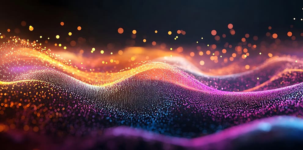 Abstract Digital Data Transfer with Glowing Light Waves and Connecting ...