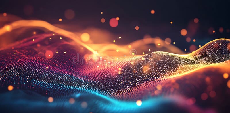 Abstract Digital Data Transfer with Glowing Light Waves and Connecting ...