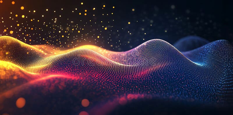 Abstract Digital Data Transfer with Glowing Light Waves and Connecting ...