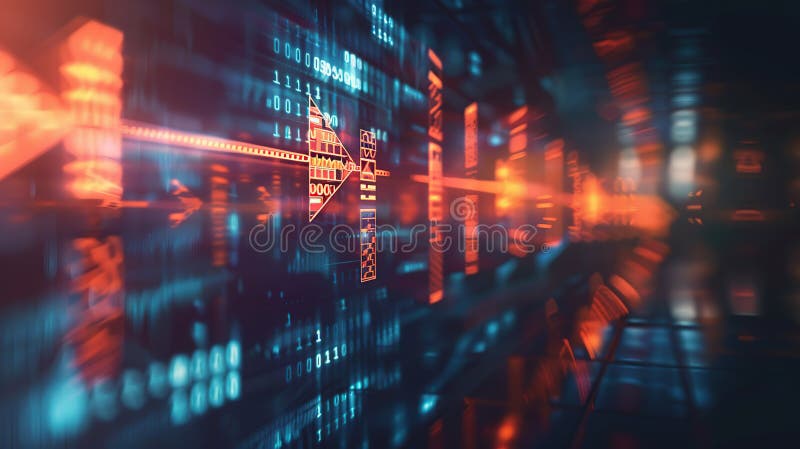 Abstract Digital Data Visualization with an Arrow Stock Illustration ...