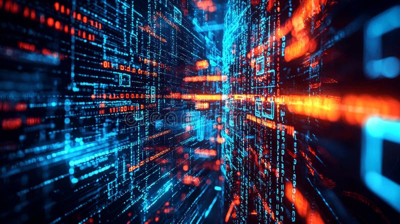 Abstract Digital Data Visualization in Blue and Red Tones Stock Photo ...