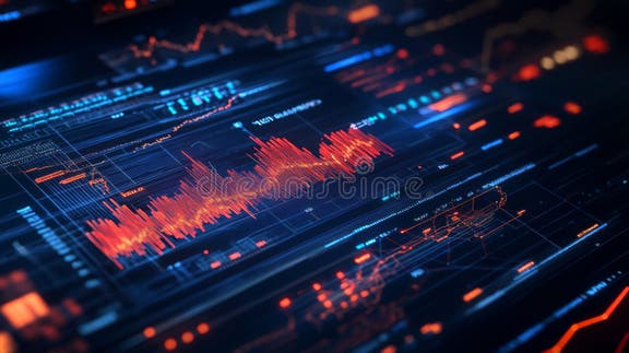 Abstract Digital Data Visualization Chart with Red and Blue Lines Stock ...