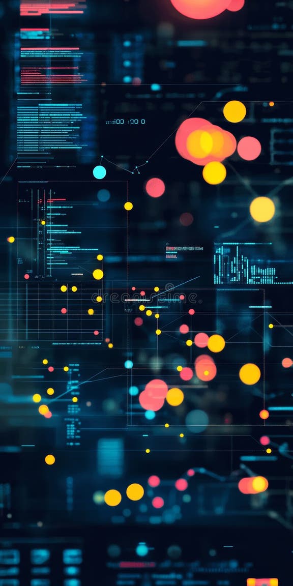 Abstract Digital Data Visualization with Colorful Circles and Lines ...