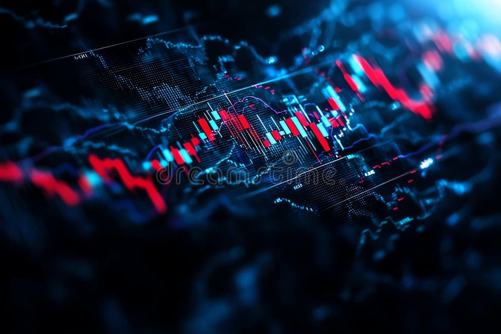 Abstract Digital Data Visualization Featuring Vibrant Red and Blue ...