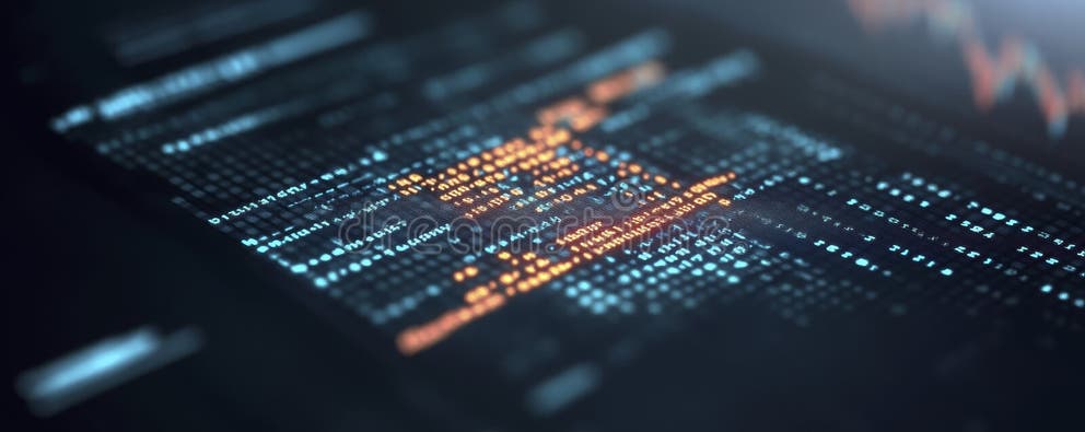 Abstract Digital Data Visualization with Glowing Orange and Teal Lines ...