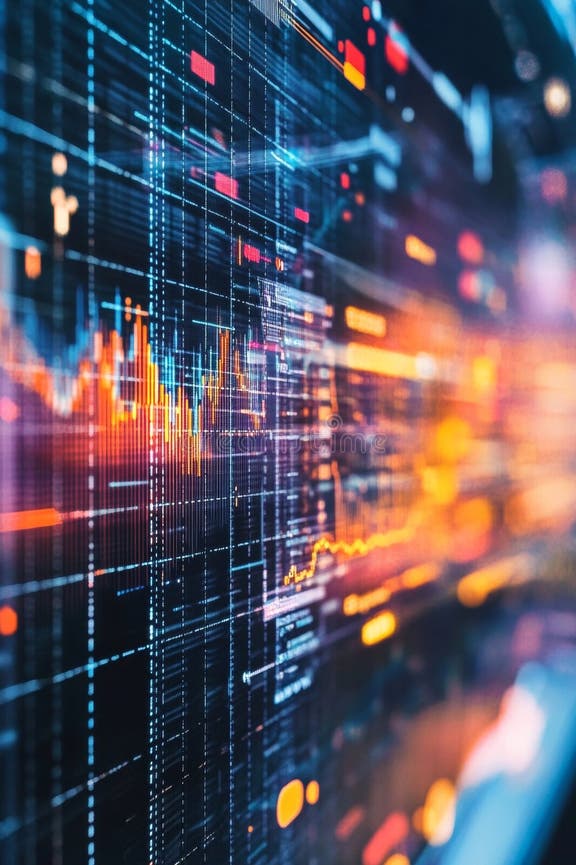 Abstract Digital Data Visualization with Graphs and Charts Representing ...