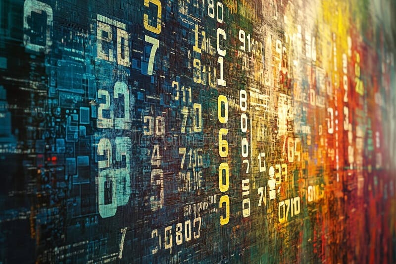 Abstract Digital Data Visualization Numeric Code and Colorful ...