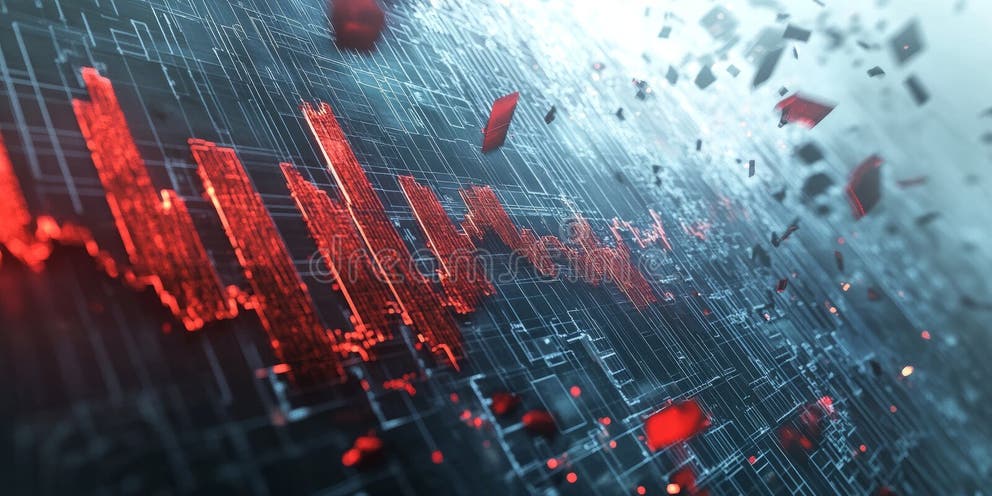 Abstract Digital Data Visualization with Red Elements Stock Illustration - Illustration of ...