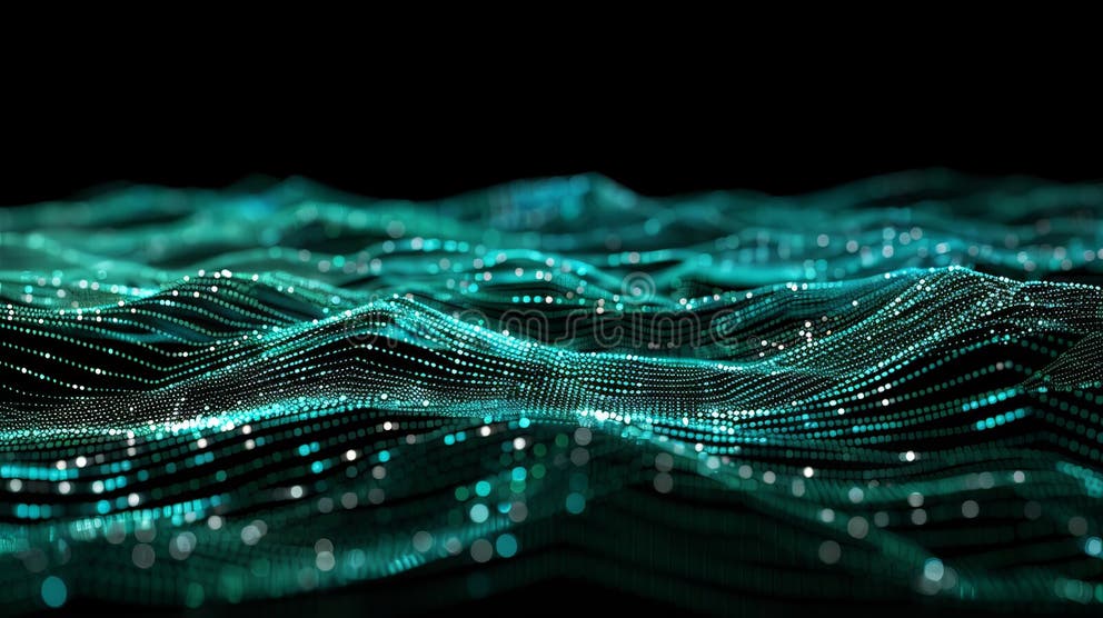 Abstract Digital Data Waveform on Black Background, Technology ...