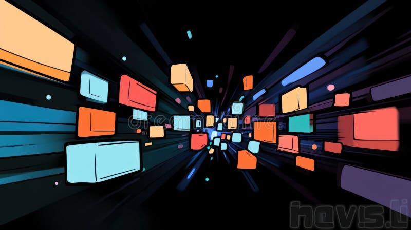 Abstract Digital Design with Colorful Blocks and Lines Suggesting ...