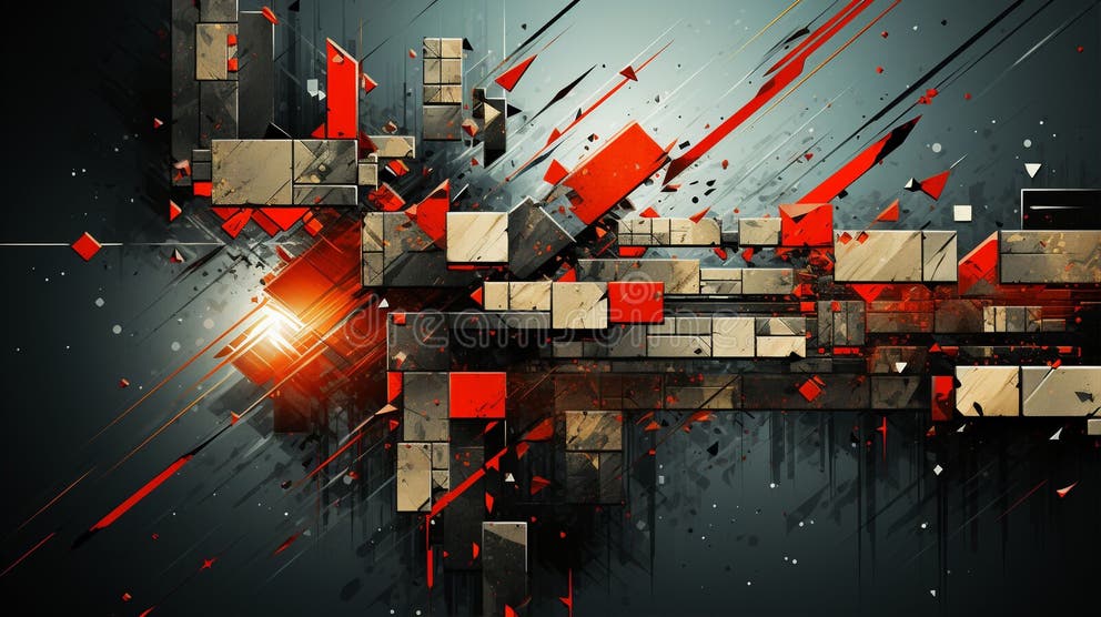 Abstract Digital Design Consisting of Multiple Blocks and Splatters, AI ...